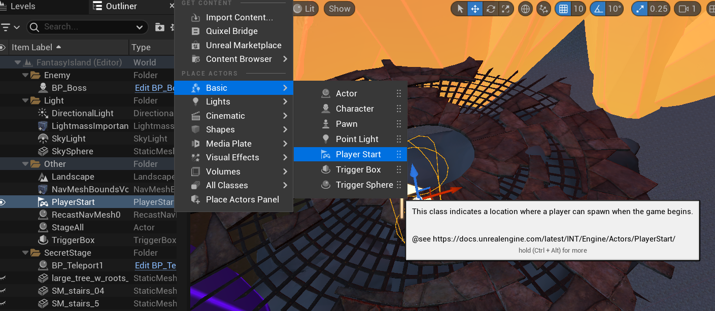 【UE5】 Player Start アクタ